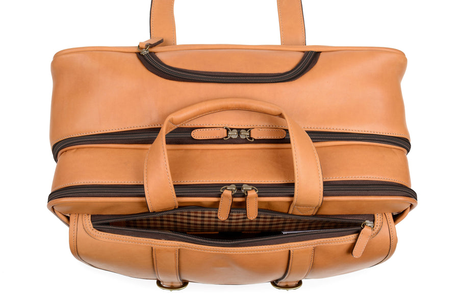 The Kenton - Full Grain Leather Travel Rolling Bag | Fits 15" Laptops ...