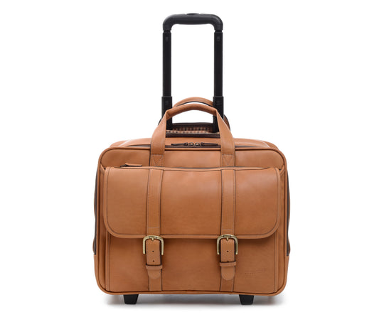 The Kenton - Full Grain Leather Travel Rolling Bag | Fits 15" Laptops ...