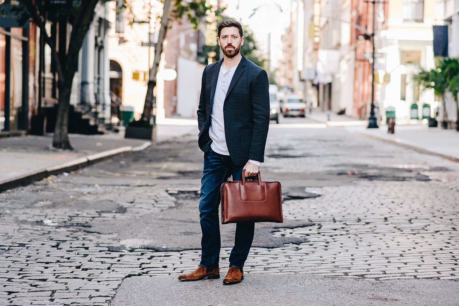 The Jackson By Korchmar - Full Grain Leather Zippered Briefcase